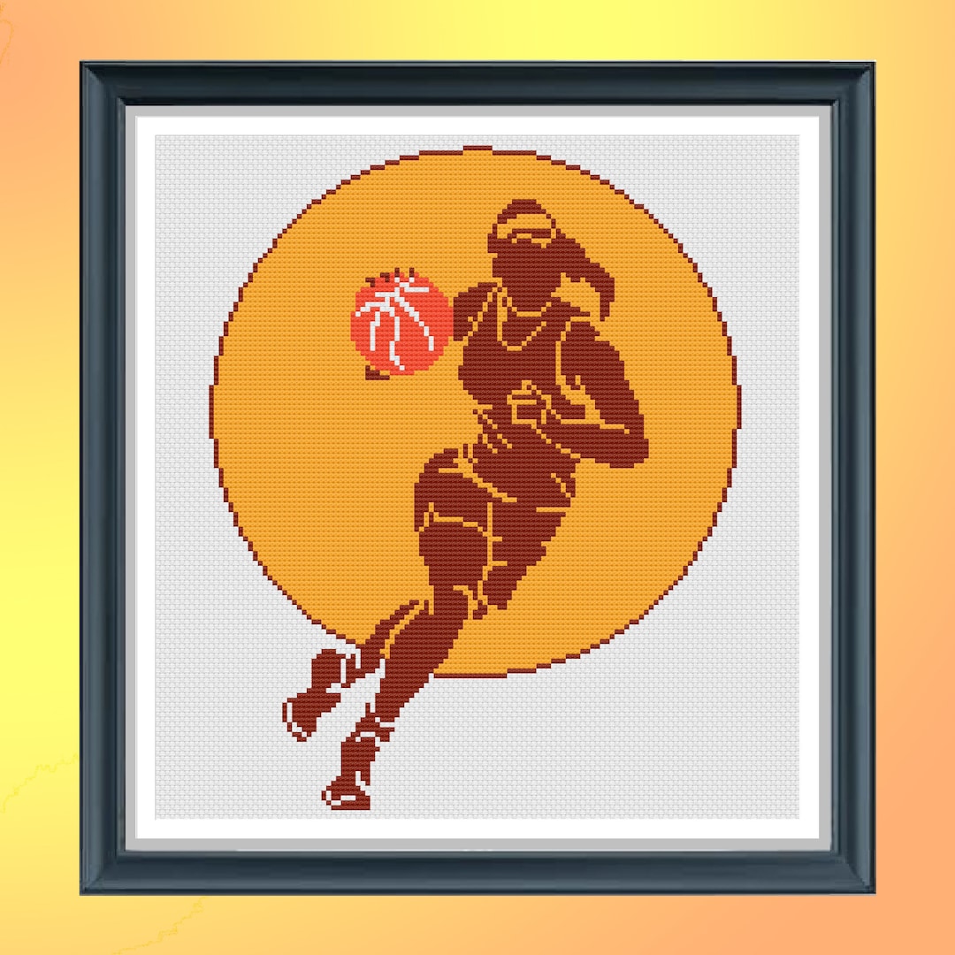Basketball Cross Stitch Pattern, Basketball Girl Cross Stitch 2, Modern ...