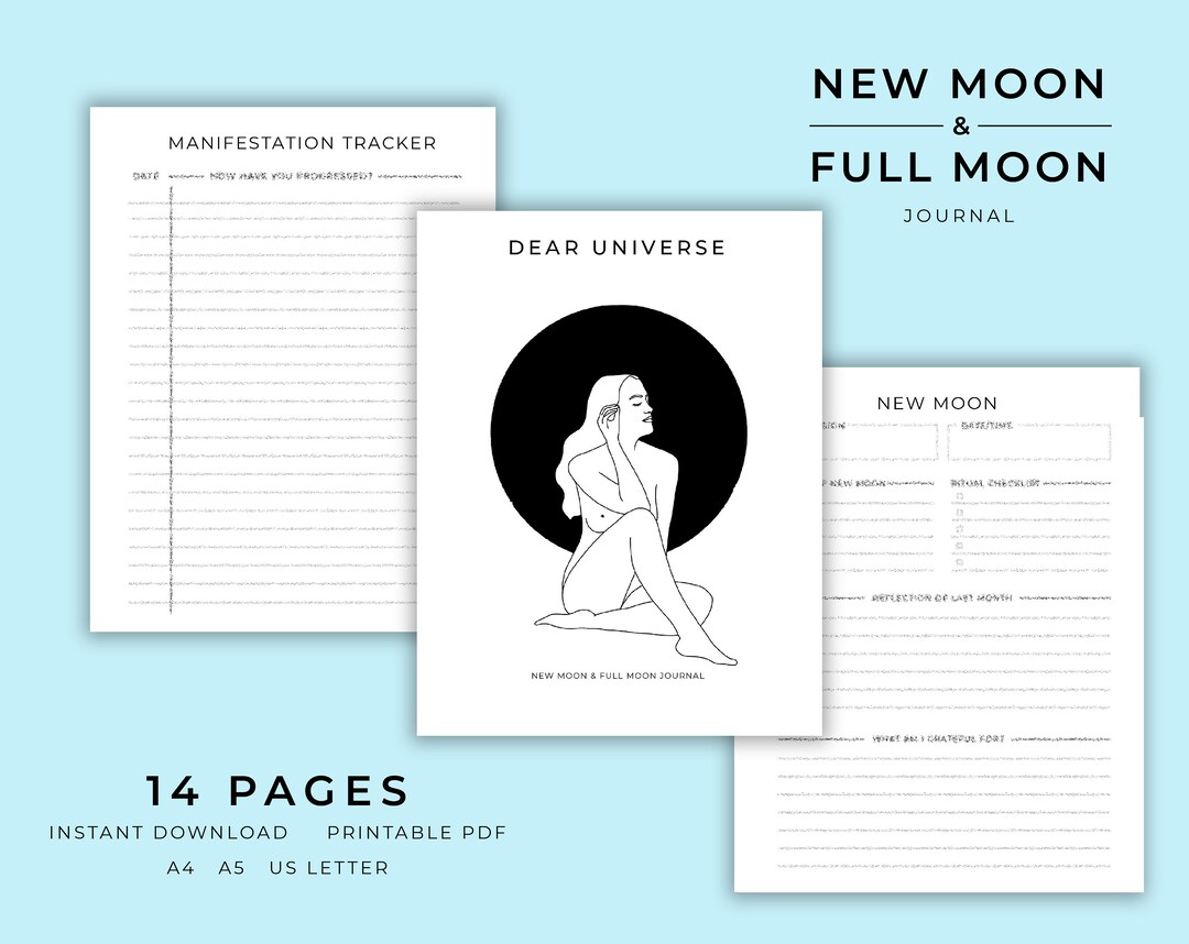 New Moon and Full Moon Journal Moon Planner Pages Printable Digital PDF ...