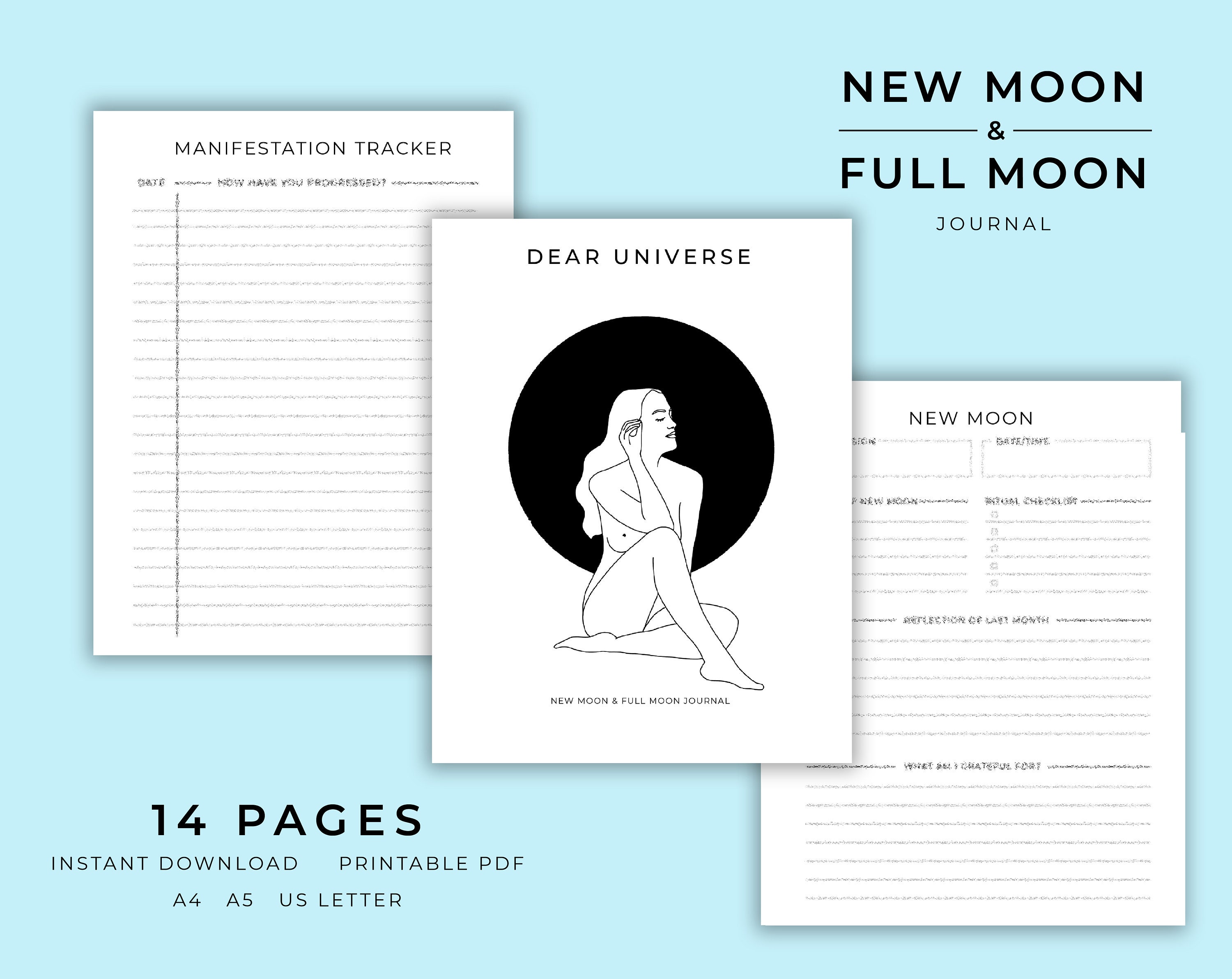 New Moon and Full Moon Journal Moon Planner Pages Printable Digital PDF ...