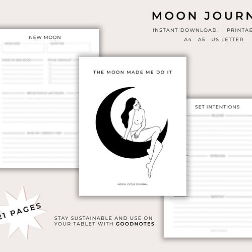 Moon Journal Moon Planner Pages Printable Digital PDF - Etsy