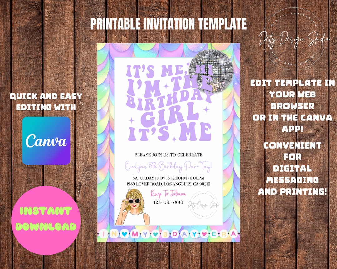 Printable Taylor Swift Birthday Party Invitation, Ticket Invitation ...