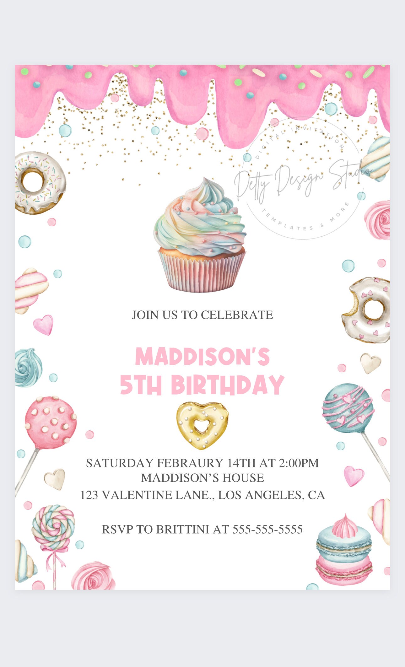 Birthday Invitation, Cupcake Invitation, Baby Shower Invitation, Girl ...