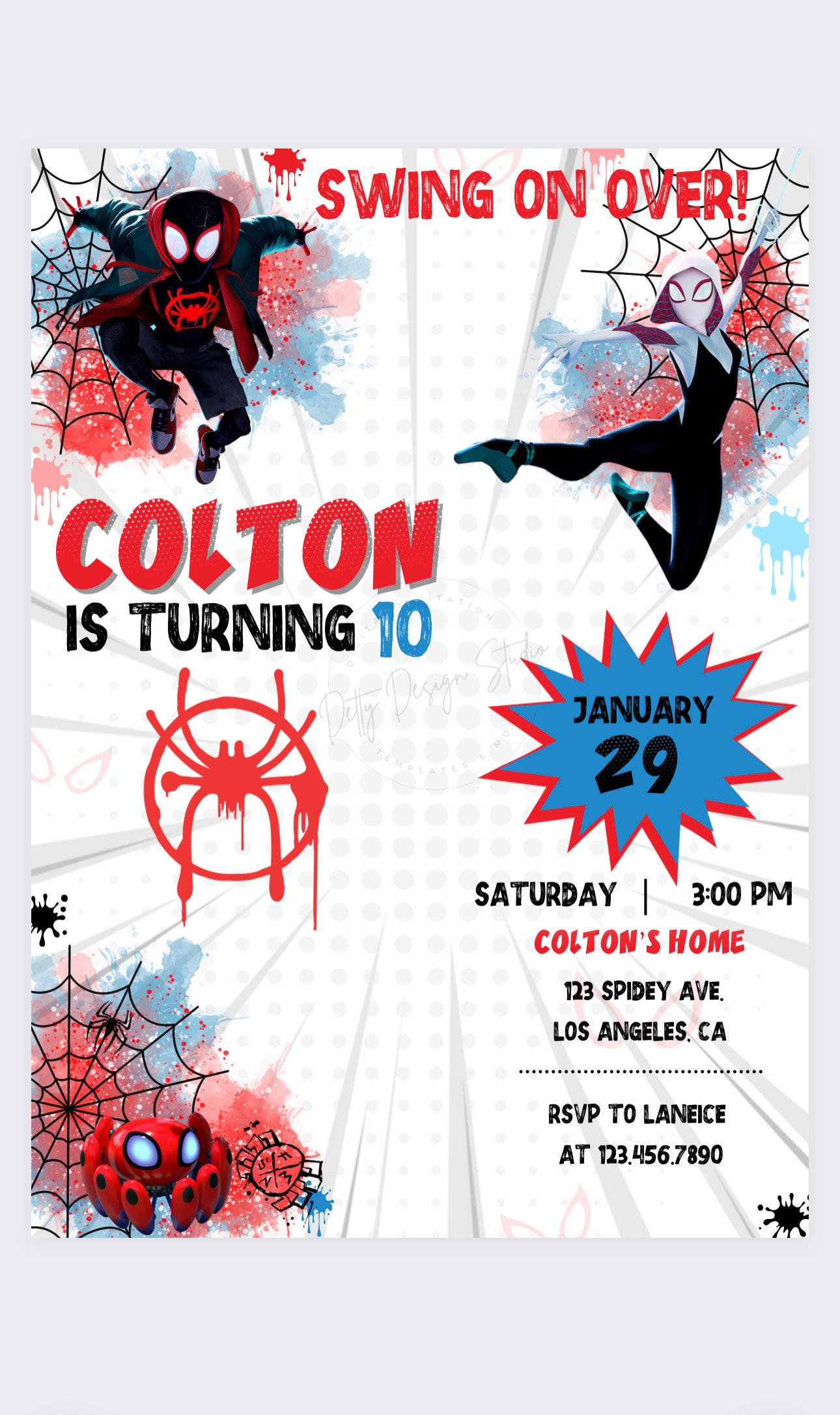 Miles Morales Birthday Invitation: Spider Verse, Editable Canva ...