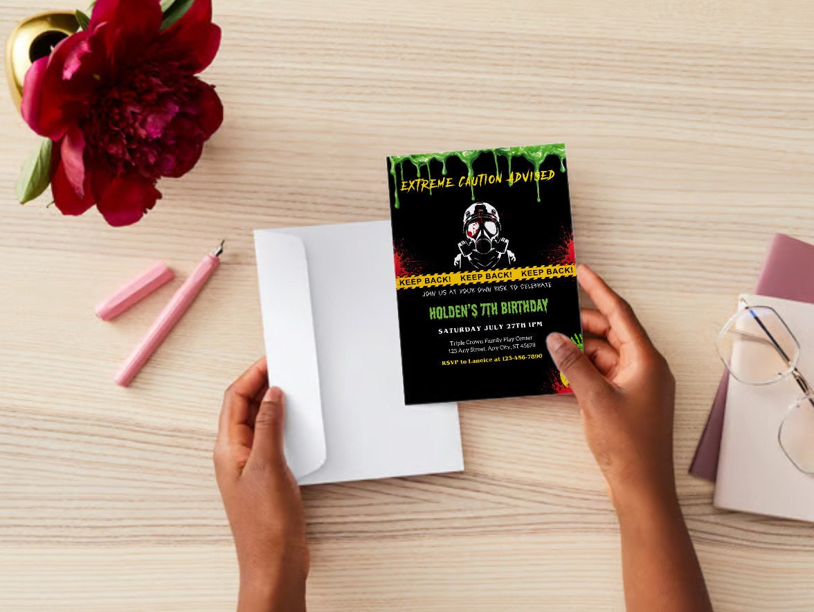Editable Biohazard Birthday Invitation: Horror Party (digital Download ...