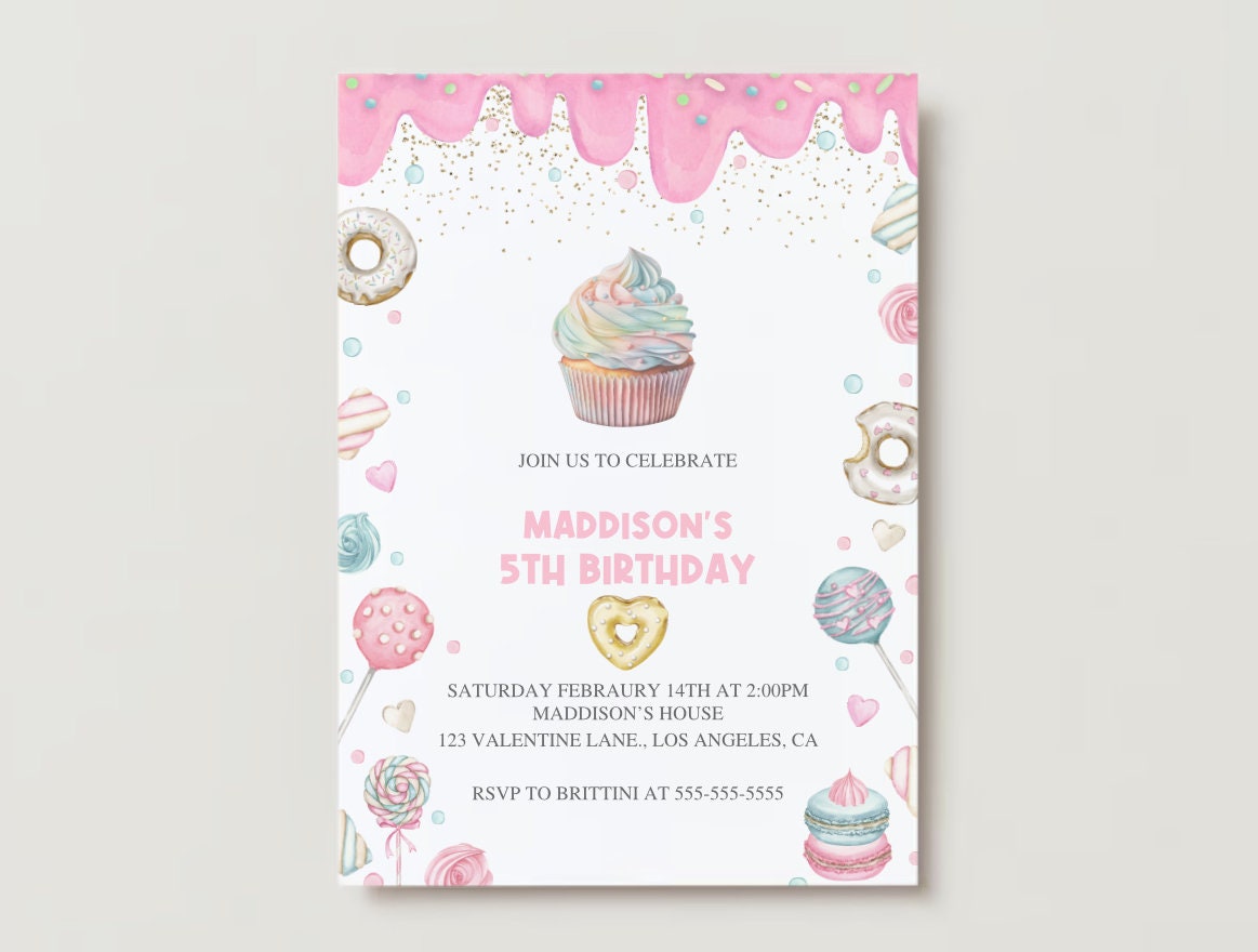 Birthday Invitation, Cupcake Invitation, Baby Shower Invitation, Girl ...