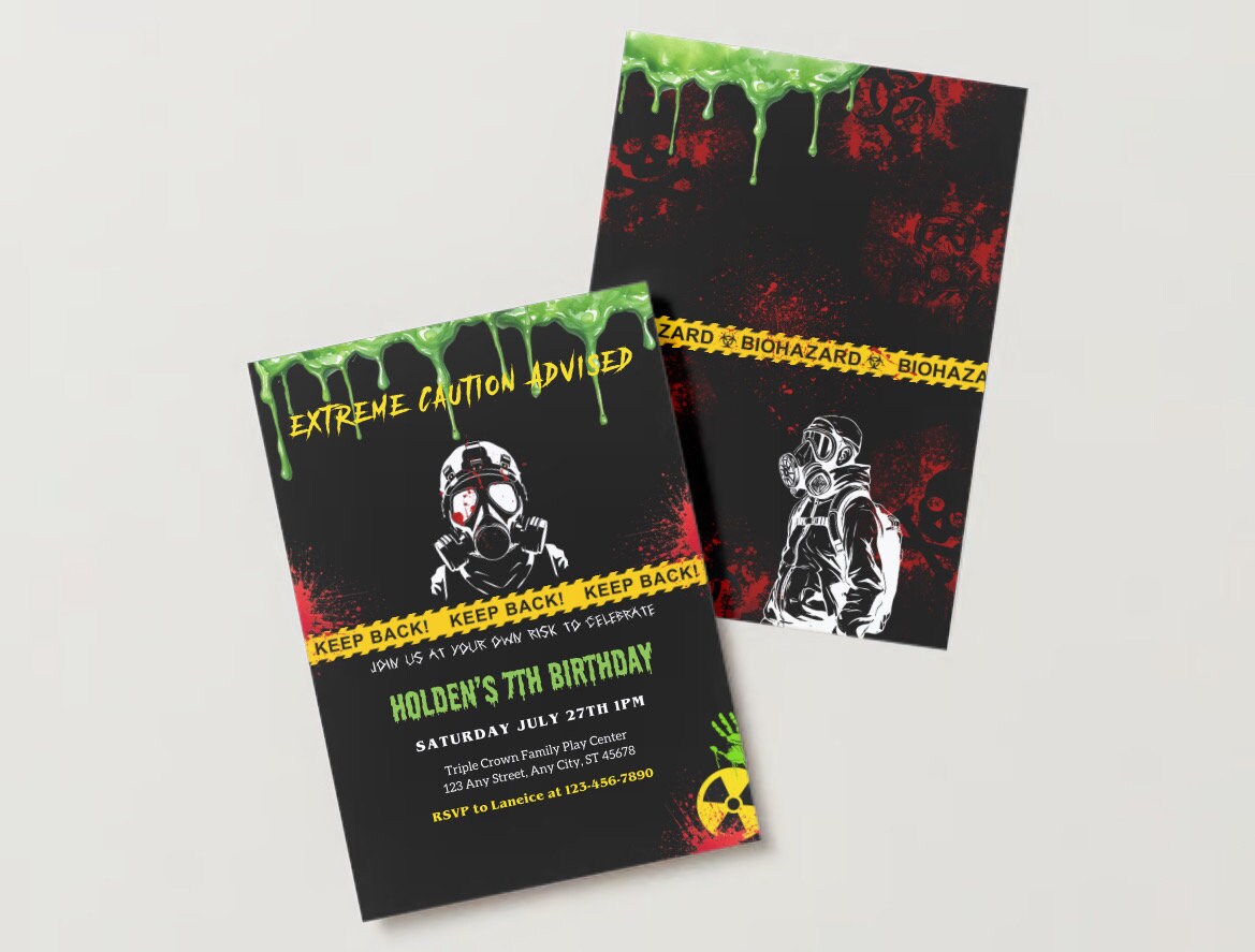 Editable Biohazard Birthday Invitation: Horror Party (digital Download ...