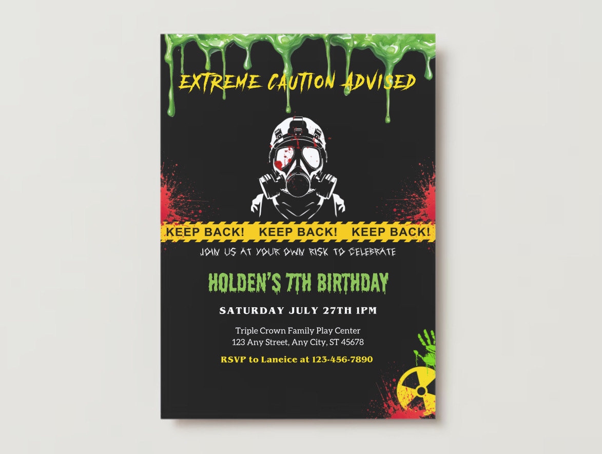 Editable Biohazard Birthday Invitation: Horror Party (digital Download ...