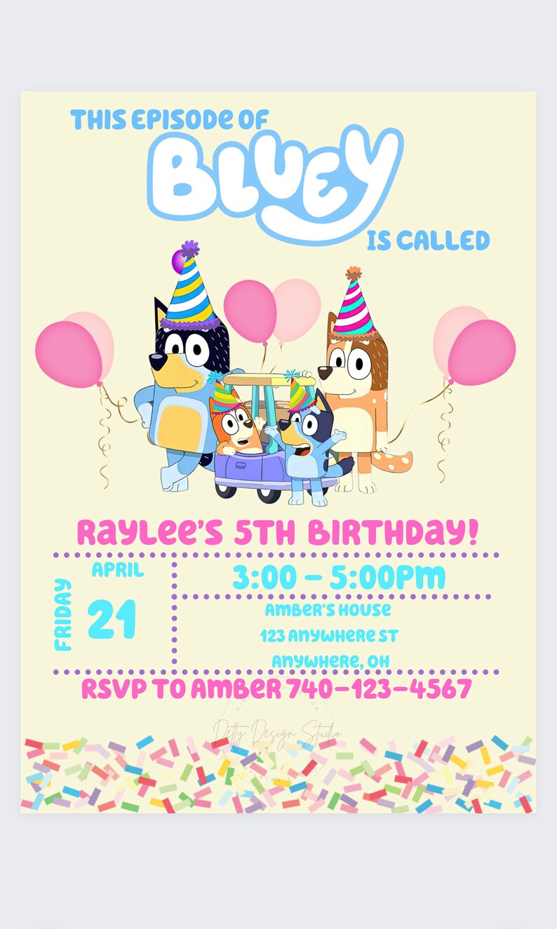 Bluey Invitations, Editable Birthday Invitation, CANVA Template, Evite ...