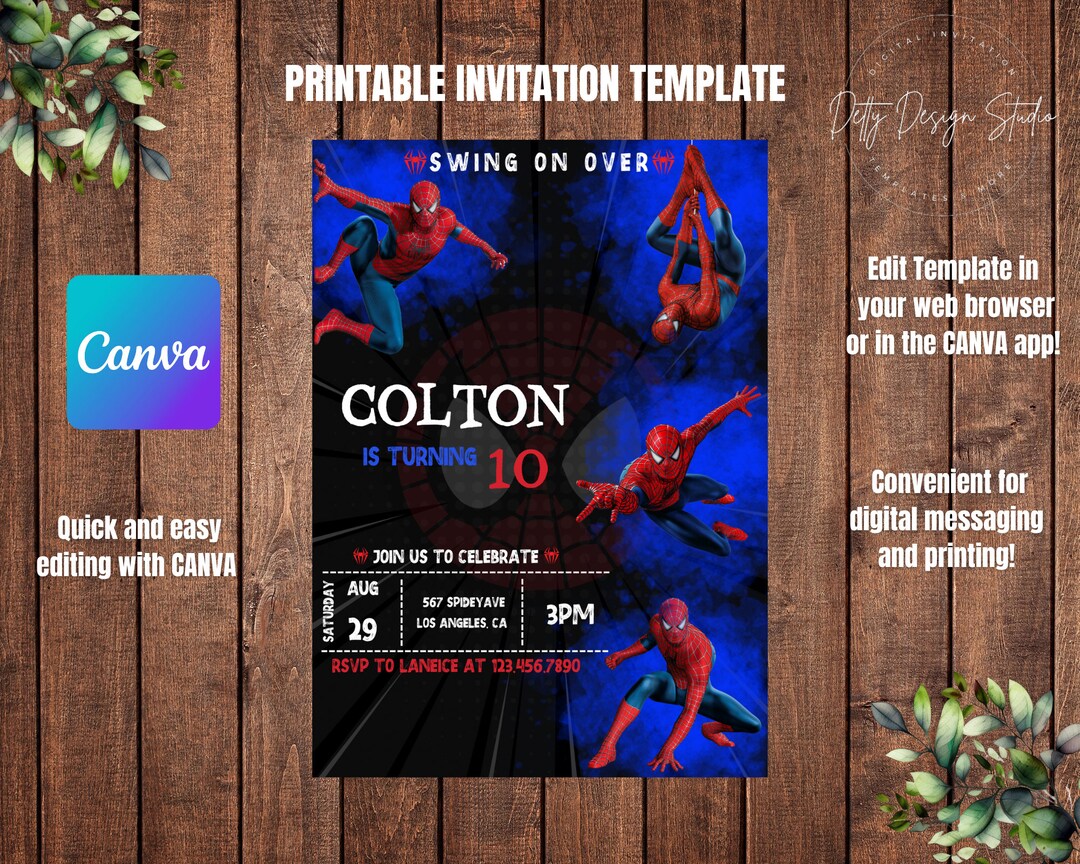 Spidey Birthday Invitation Miles Morales Spider Verse Invitation ...