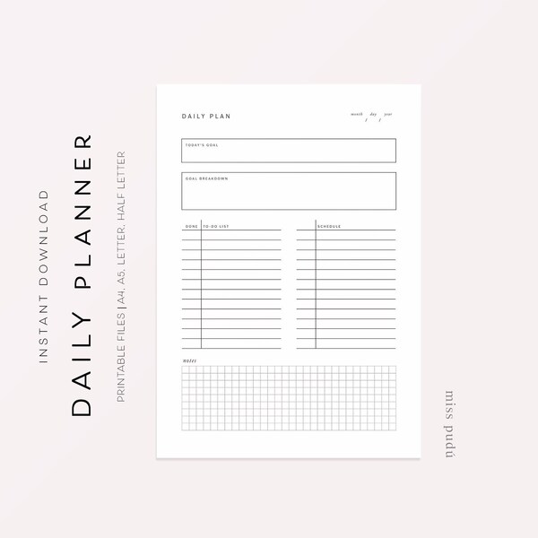 Printable Daily Plan - Etsy