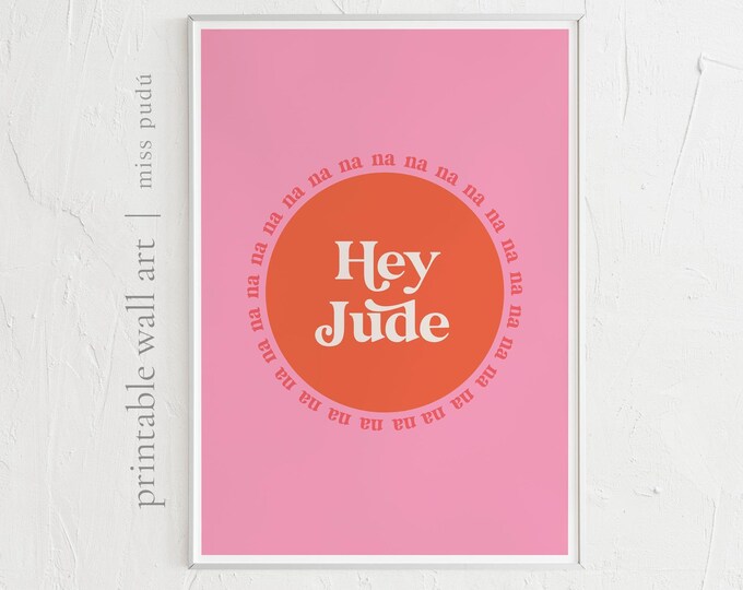 Colorful hey Jude Printable Poster the Beatles Digital Download ...