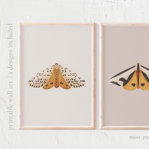 Set of 2 Printable Moth Wall Art digital Download Pack of Insects ...
