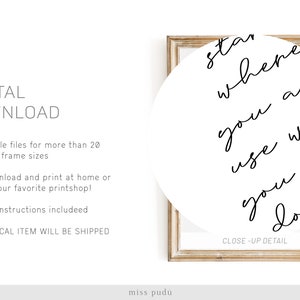 PRINTABLE Start Where You Are Poster | Goals Quote Digital Download ...