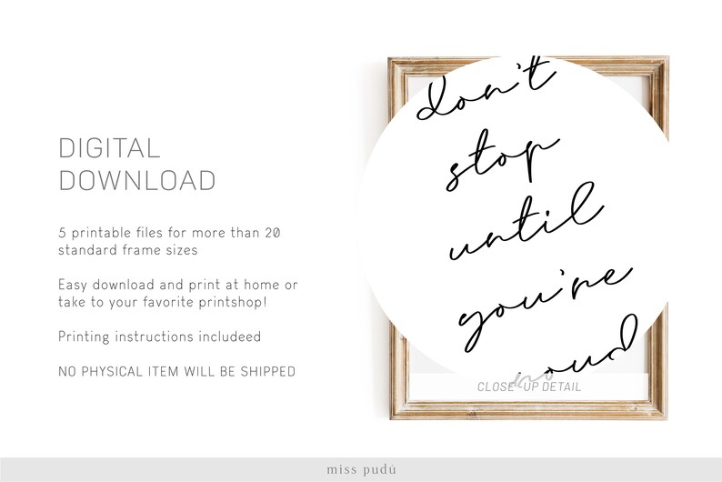 PRINTABLE Don't Stop Until You're Proud Poster | Goals Quote Digital ...