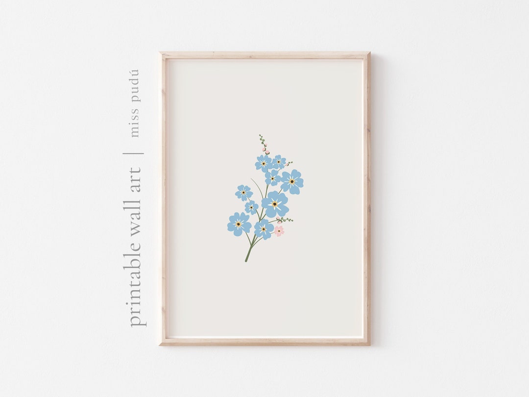 Forget Me Not Printable Illustration | Flower Poster Digital Download ...