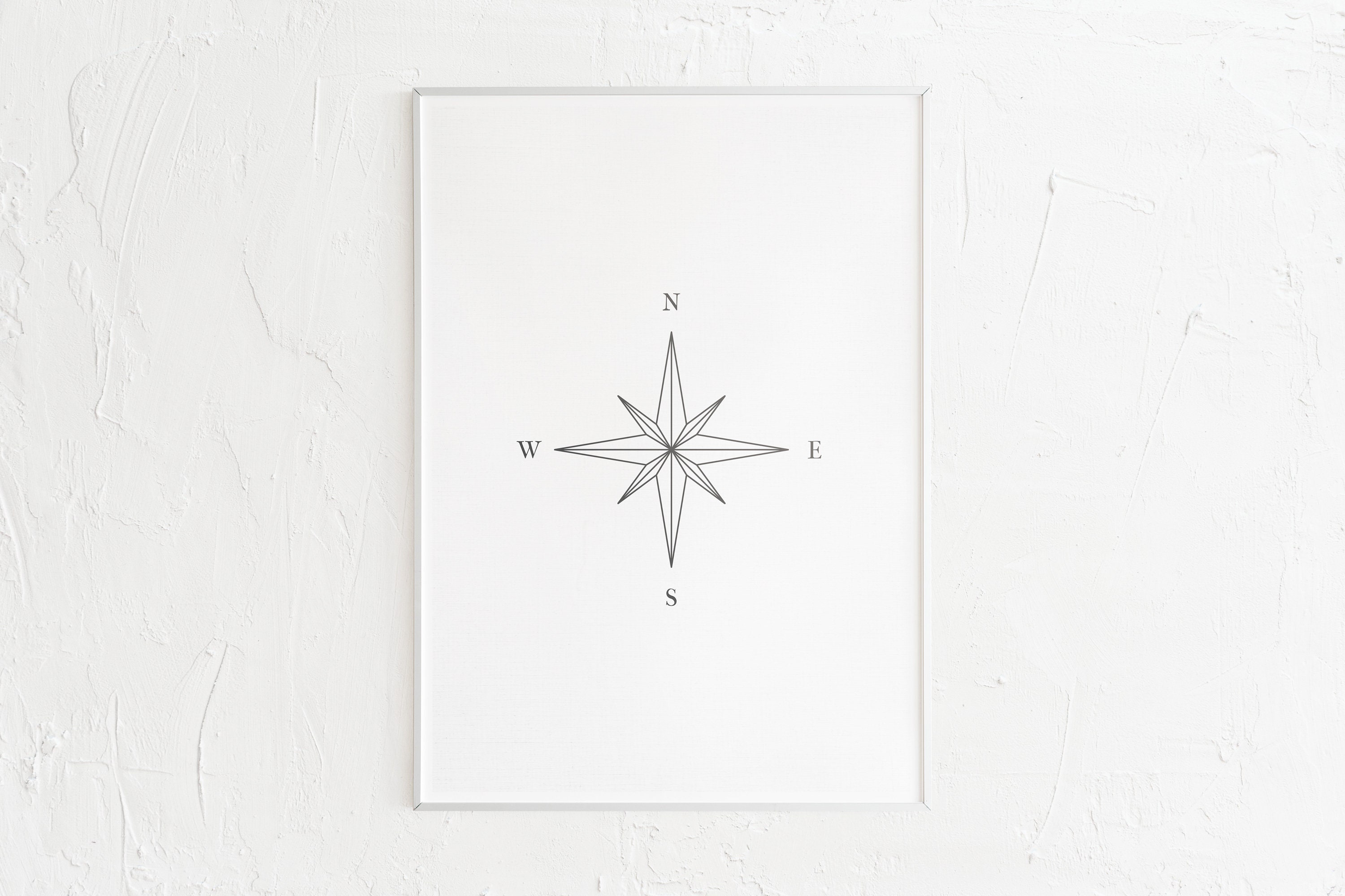 Compass Rose Printable Art, Black and White Fine Line Poster, Abstract ...