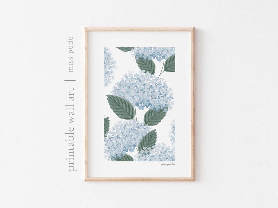 Printable Blue Hydrangea Illustration | Hortensia (digital Download ...