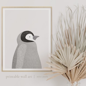 Baby Penguin Illustration Poster | Printable Nursery Wall Art (digital ...