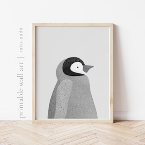 Baby Penguin Illustration Poster | Printable Nursery Wall Art (digital ...
