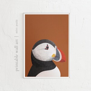 Atlantic Puffin Printable Poster | Bird Illustration Digital Download ...