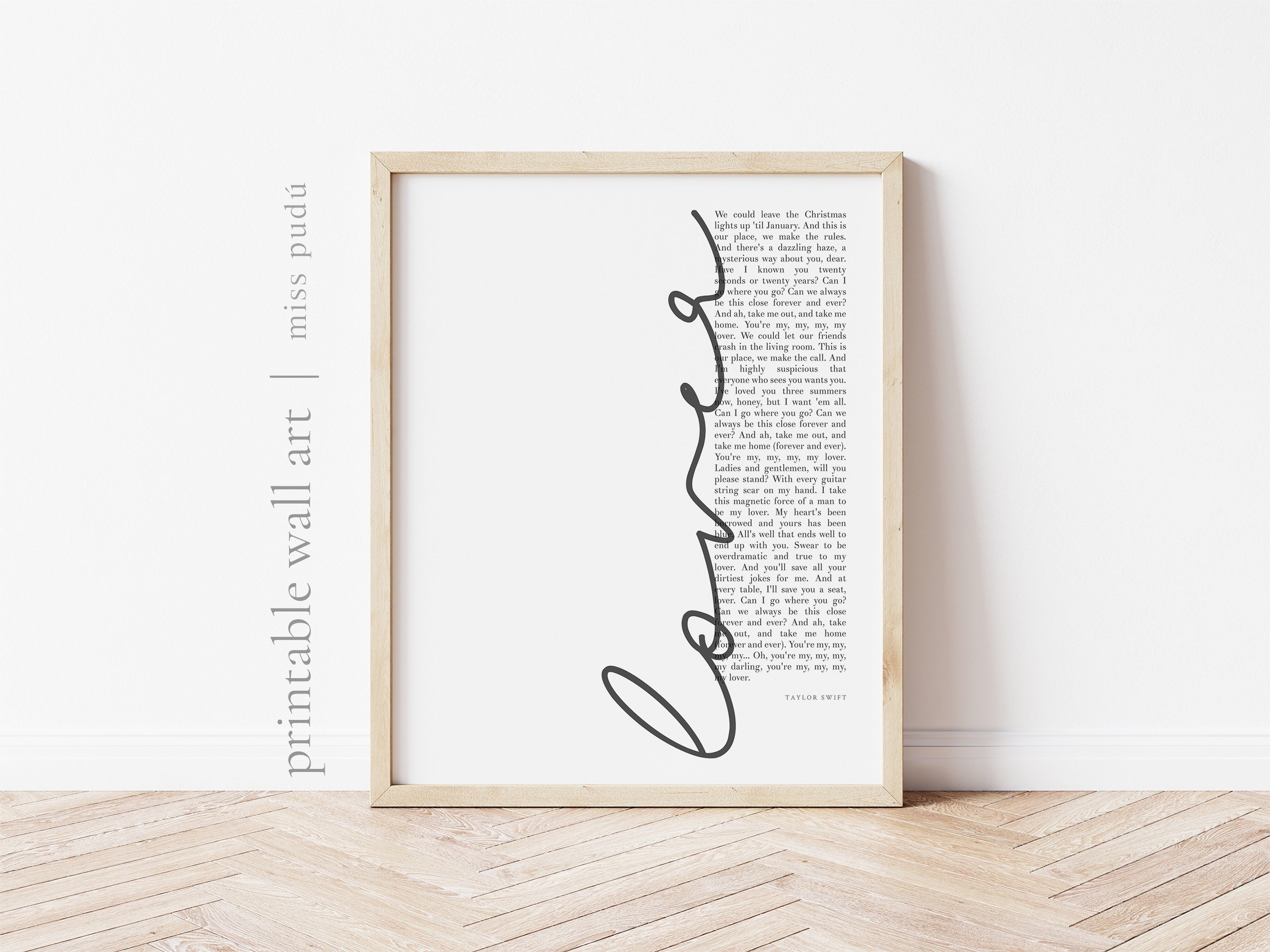 Lover Printable Poster. Swiftie Wall Art. Lyrics Digital - Etsy