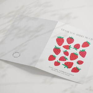 Thank You Berry Much Card | PRINTABLE | Hand Painted Strawberries ...