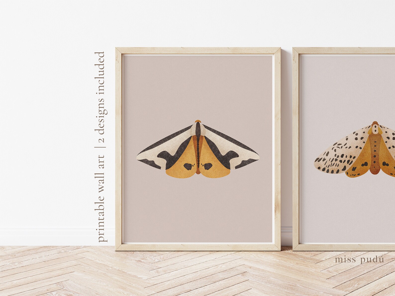 Set of 2 Printable Moth Wall Art digital Download Pack of Insects ...