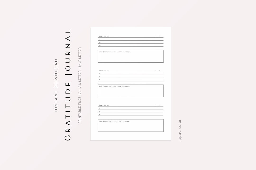 Minimalist Gratitude Journal | PRINTABLE "grateful For" Digital ...