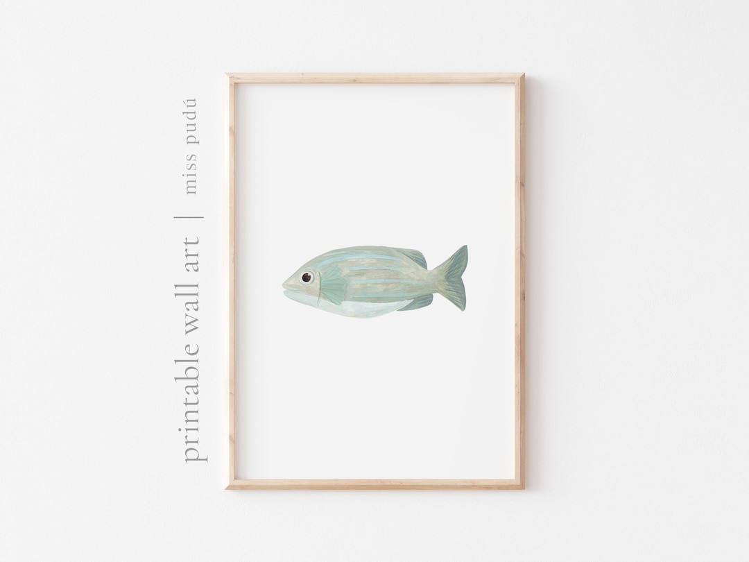 PRINTABLE Under the Sea Illustration | Green Fish Poster (original ...