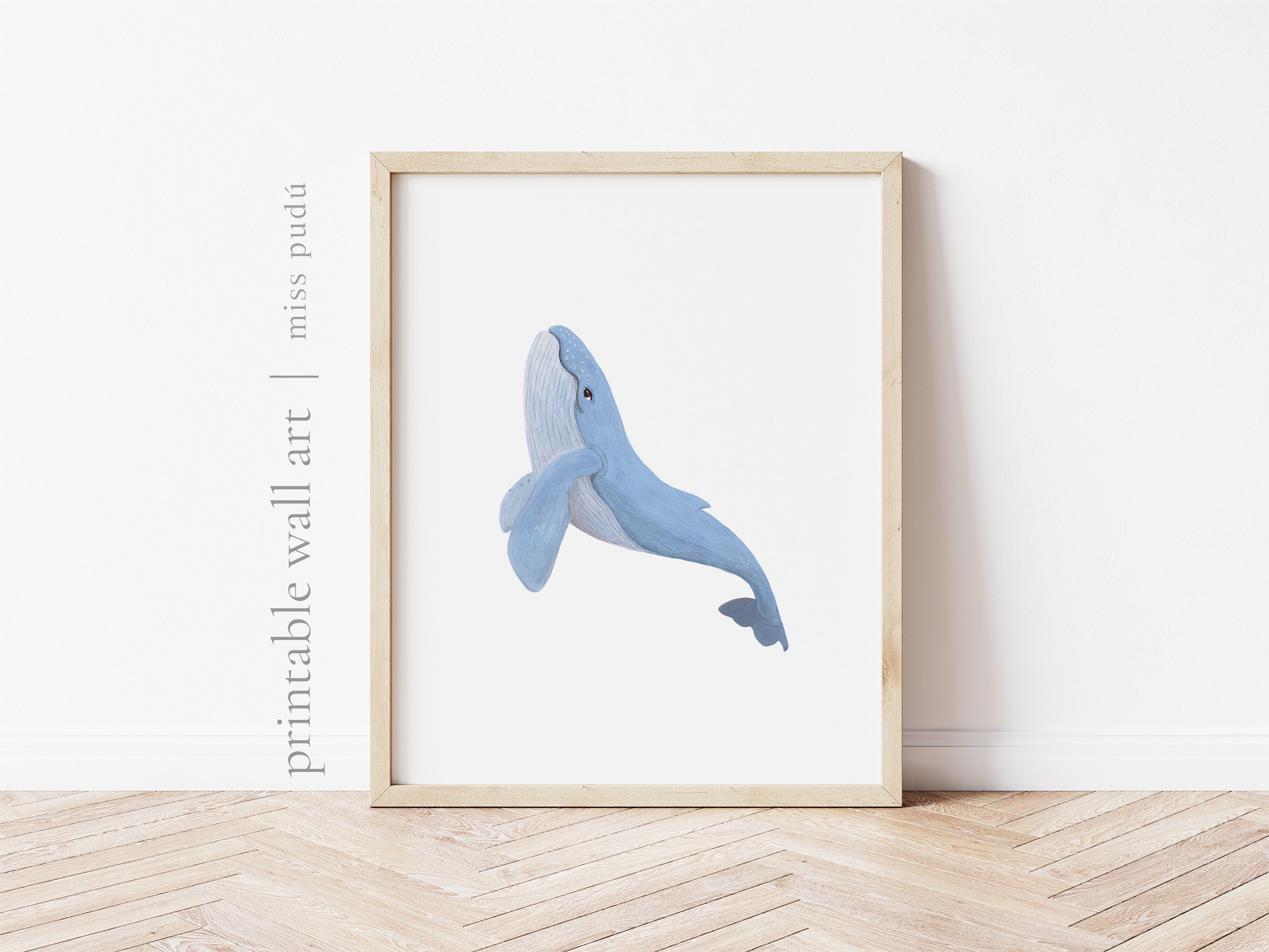 PRINTABLE Blue Whale Illustration Under the Sea Poster. - Etsy