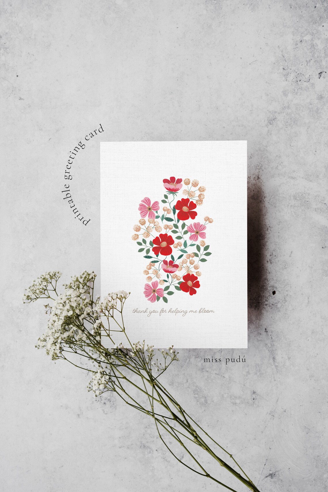 PRINTABLE Thank You for Helping Me Bloom Card Greeting Card - Etsy