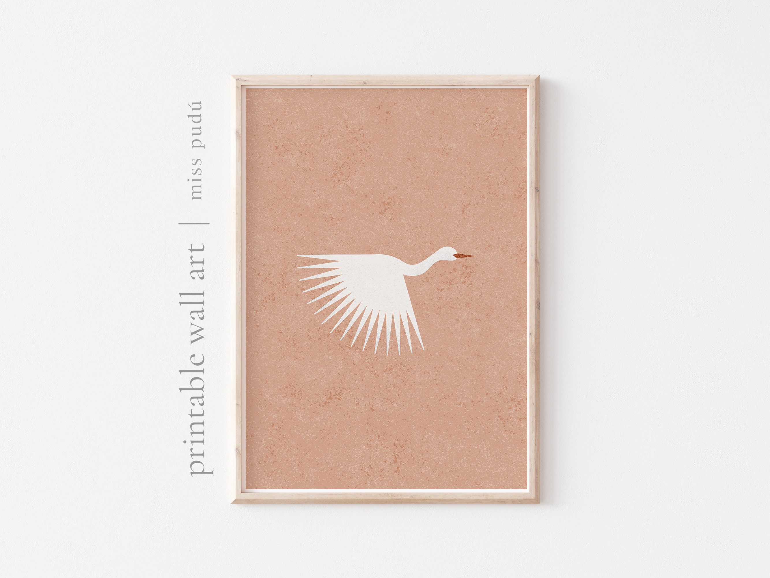 Abstract Bird Poster Digital Download | Printable White Heron ...