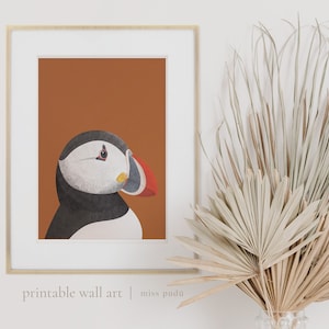 Atlantic Puffin Printable Poster | Bird Illustration Digital Download ...