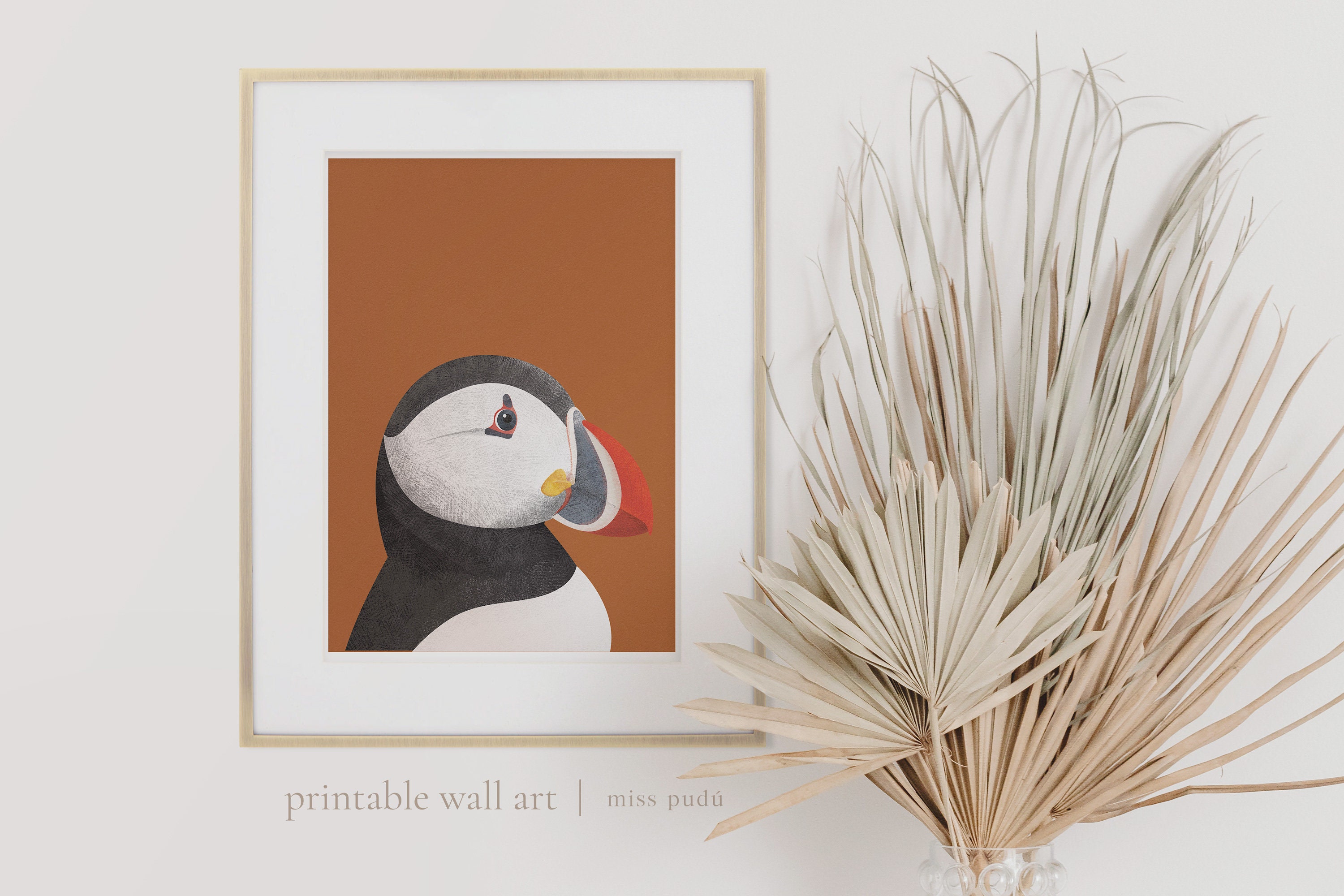 Atlantic Puffin Printable Poster Bird Illustration Digital - Etsy
