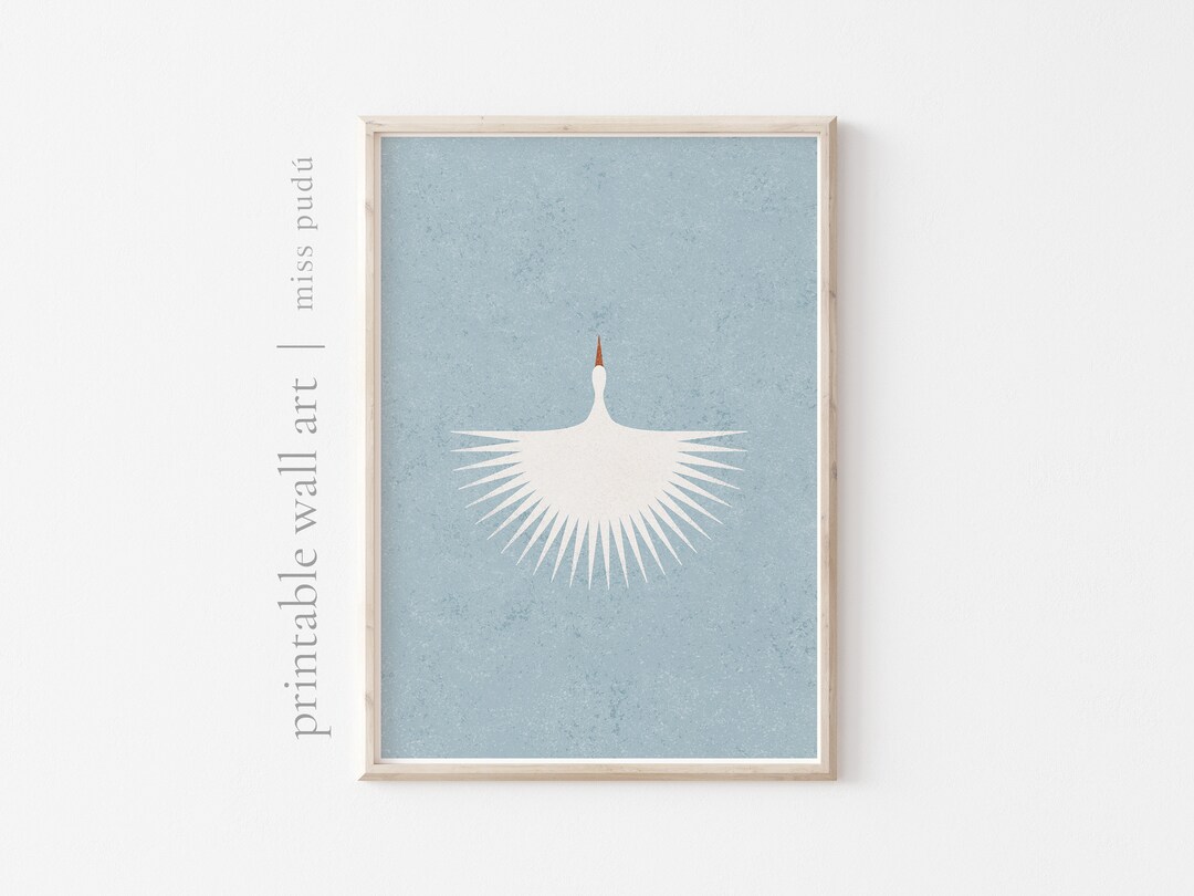 Abstract Bird Flying Poster Digital Download | Printable White Heron ...