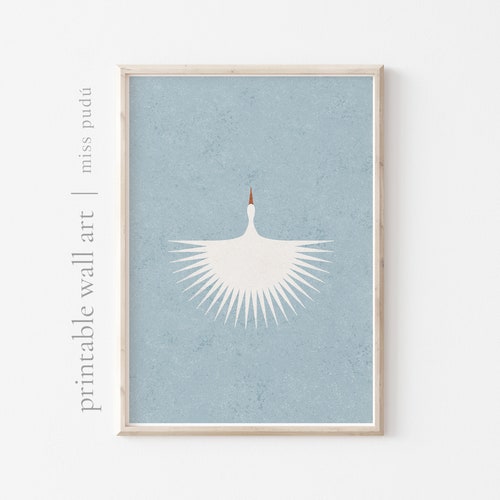Abstract Bird Flying Poster Digital Download Printable White - Etsy