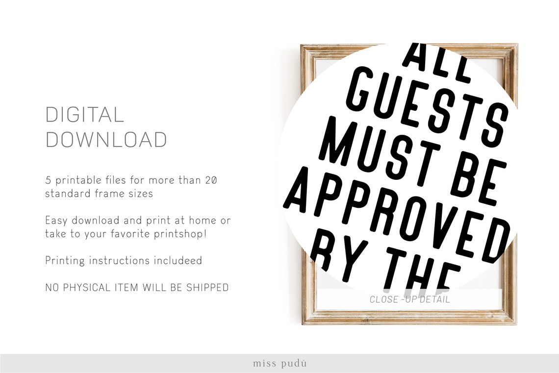 PRINTABLE All Guests Must Be Approved by the Cat Poster | Cat Lover ...