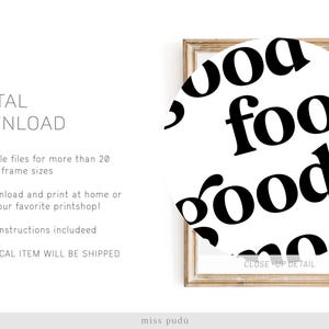 Printable Good Food Good Mood Poster | Positive Kitchen Decor. Foodie ...