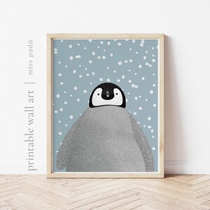 Emperor Penguin Snow Illustration Digital Download Baby Bird Printable ...