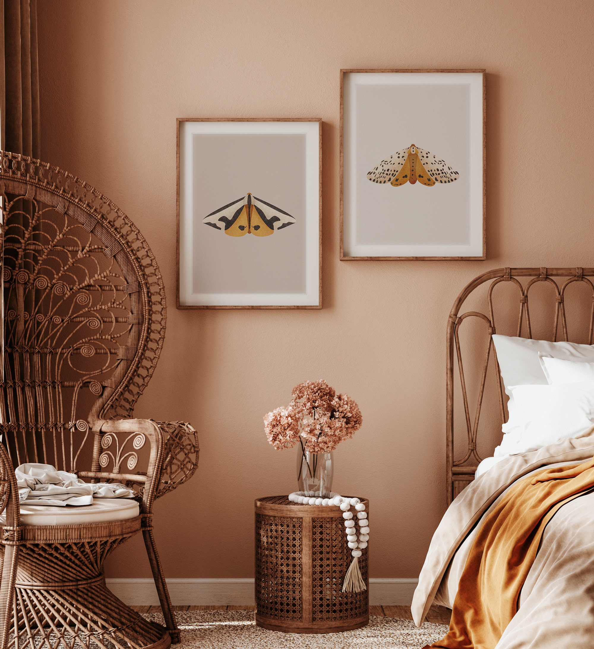 Set of 2 Printable Moth Wall Art digital Download Pack of - Etsy