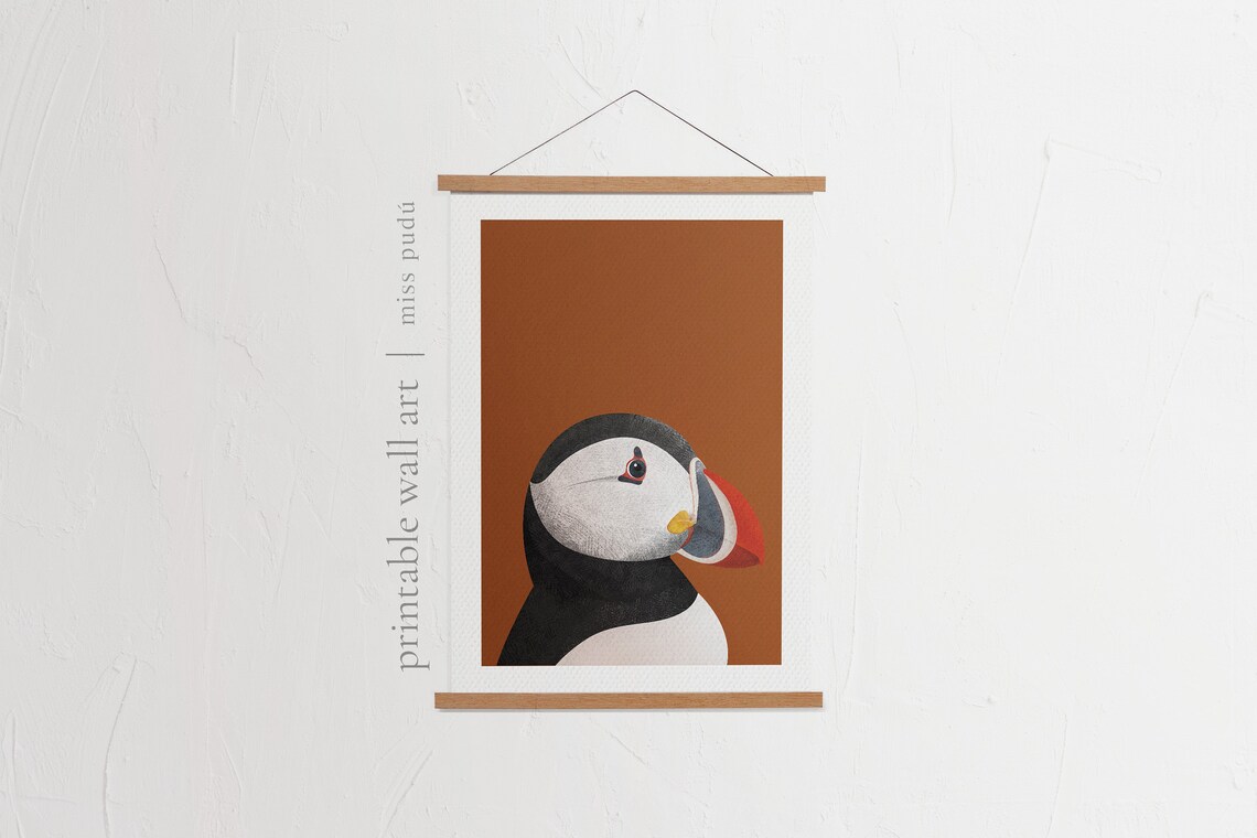 Atlantic Puffin Printable Poster Bird Illustration Digital - Etsy