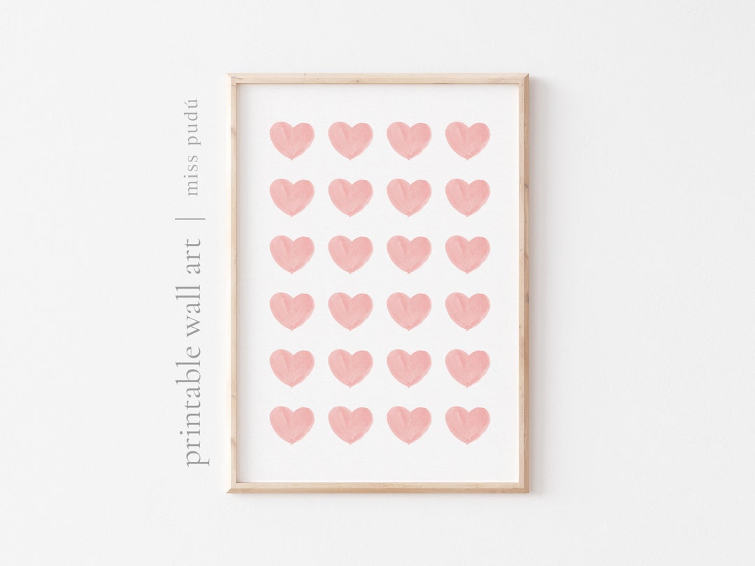 Hand Painted Hearts Printable Poster | Love Wall Art (digital Download ...