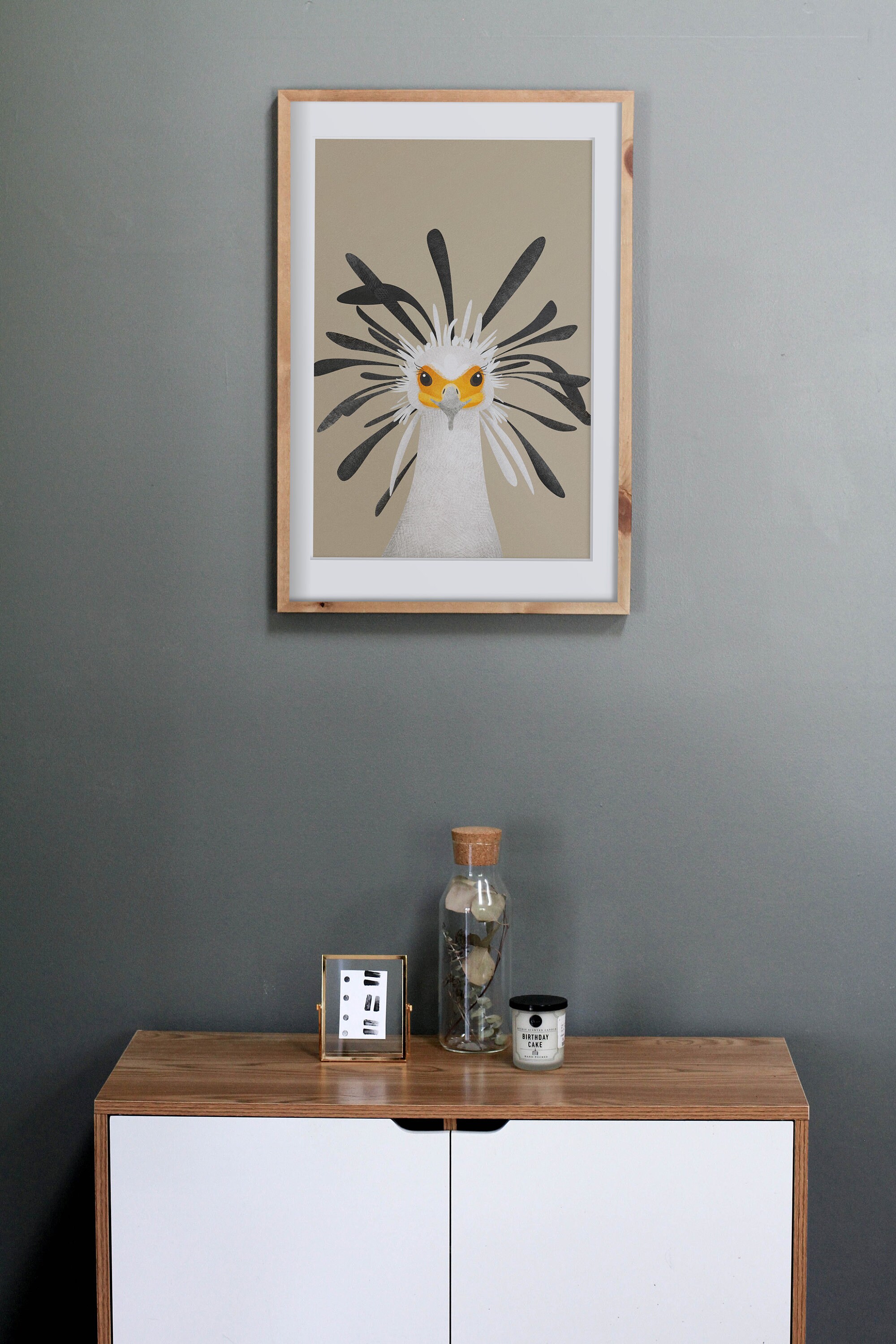 African Bird Printable Poster | Secretary Bird Illustration Digital ...