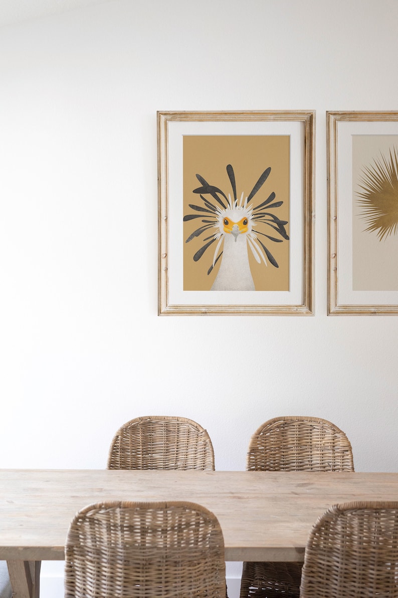 Secretary Bird Printable Poster African Bird Illustration - Etsy