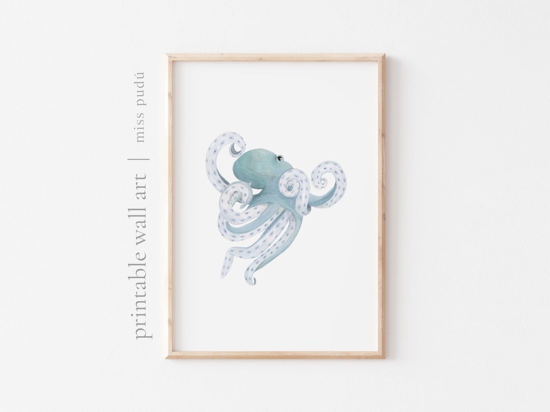 PRINTABLE Teal Octopus Illustration | Under the Sea Poster. Original ...
