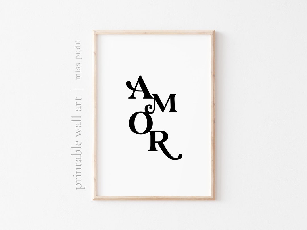 PRINTABLE Amor Wall Art | Spanish Love Digital Download. Black White ...