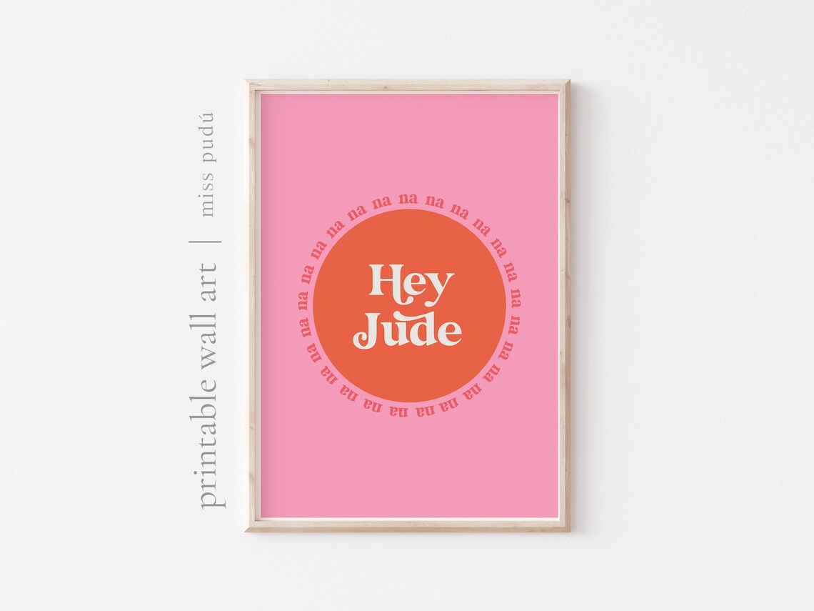Colorful Hey Jude Printable Poster The Beatles | Etsy