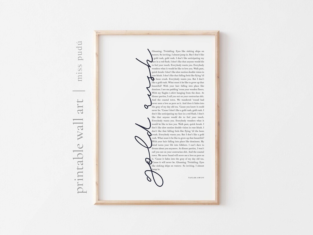 Gold Rush Printable Poster | Swiftie Wall Art. TS Lyrics Digital ...