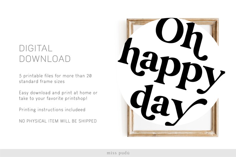Oh Happy Day Printable Poster | Positive Quote Print (digital Download ...