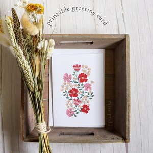 Printable Botanical Card | Flowers Illustration Digital Download ...